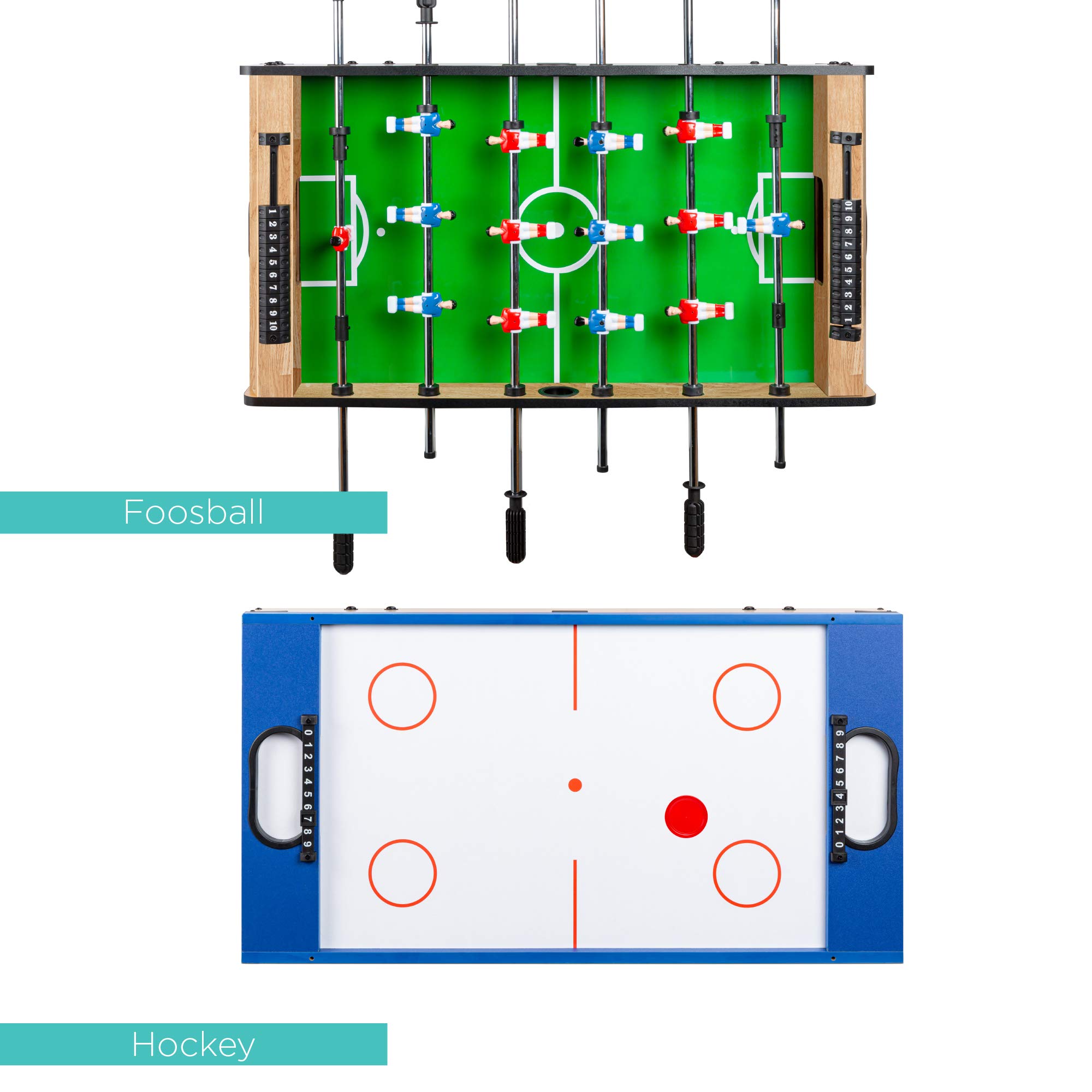 Best Choice Products 4-in-1 Multi Game Table, Childrens Combination Arcade Set w/Pool Billiards, Air Hockey, Foosball and Table Tennis - Natural