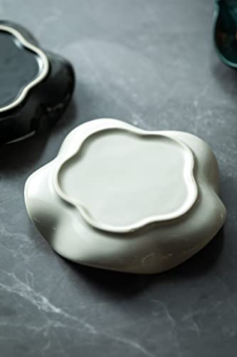 Cute Spoon Rest for Stove Top, Ceramic Spoon Holder for Kitchen Counter, 5.3 Inches Coffee Spoon Holder Utensil Rest, Cooking Gifts for Housewarming, Wedding, White