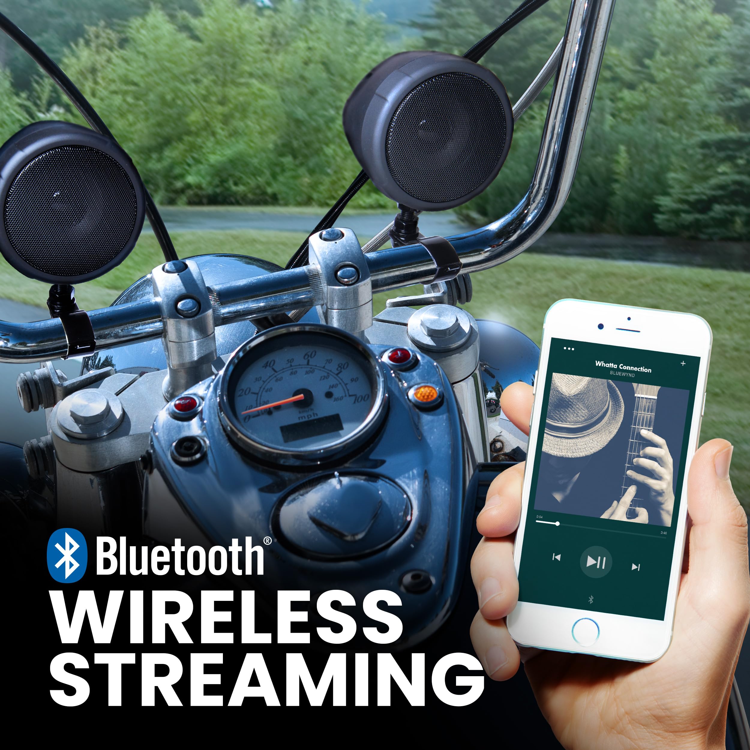 BOSS Audio Systems MCBK425BA 3 Inch Motorcycle Speakers β Built-in Bluetooth Amplifier, Weatherproof, Volume Control, ATV UTV Compatible
