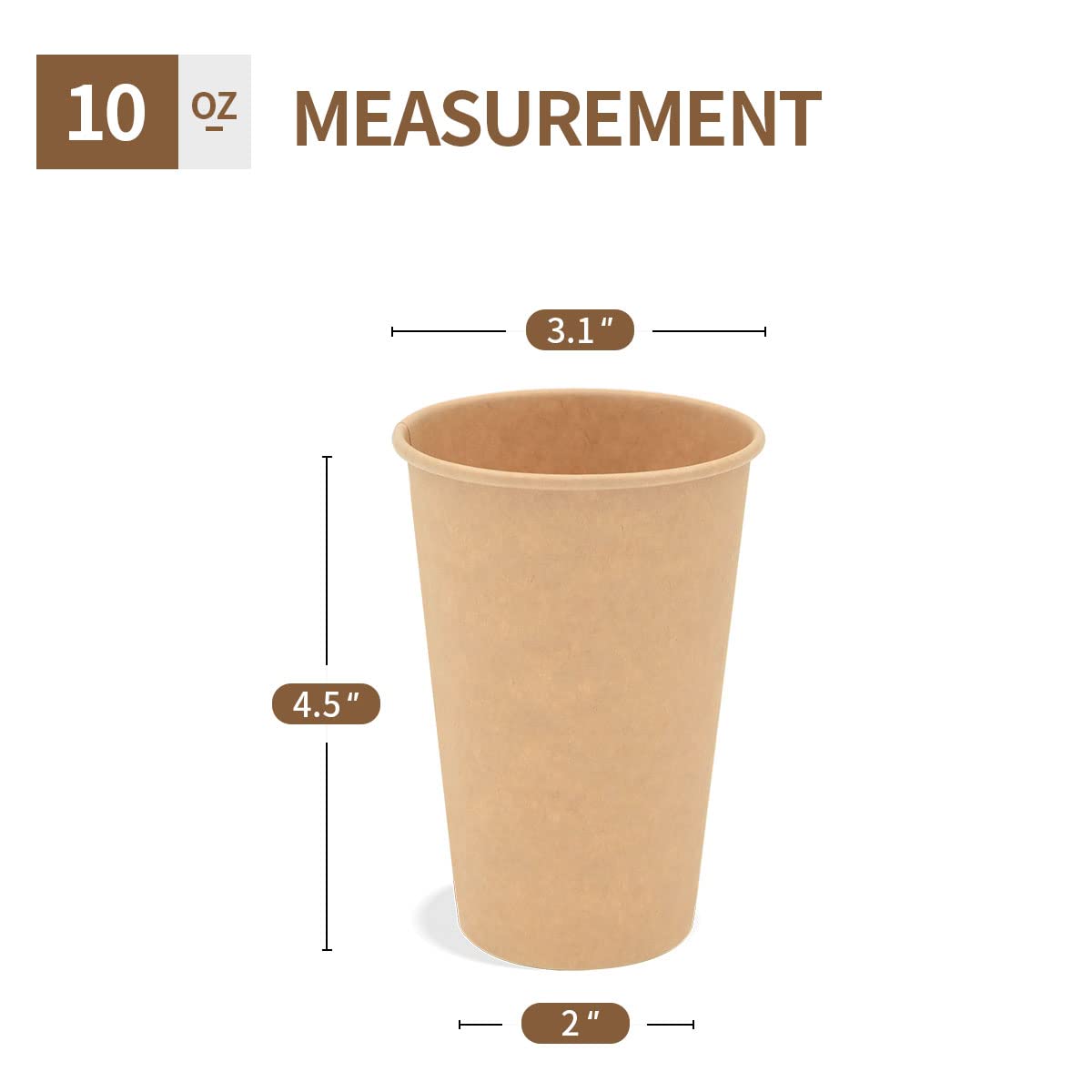 AICHEF 360 Pack 10 oz Disposable Paper Coffee Cup, Strong Soak Proof Kraft Brown Paper Cups for Hot/Cold Beverage Use