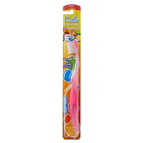 SoFresh Flossing Toothbrush Kids Soft Variety Bundle with Xylitol Dental Floss
