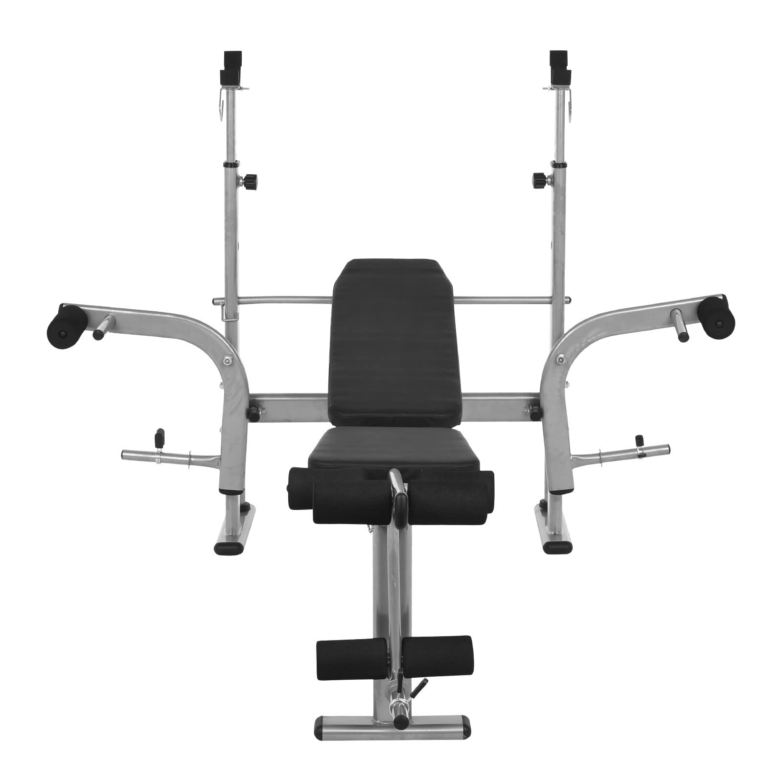 Adjustable Olympic Weight Bench with Squat Rack, Barbell Dumbbell Weightlifting Bed Leg Extension and Curl, Press Bench Rack Set, Home Gym Workout Fitness Exercise Strength Training Equipment