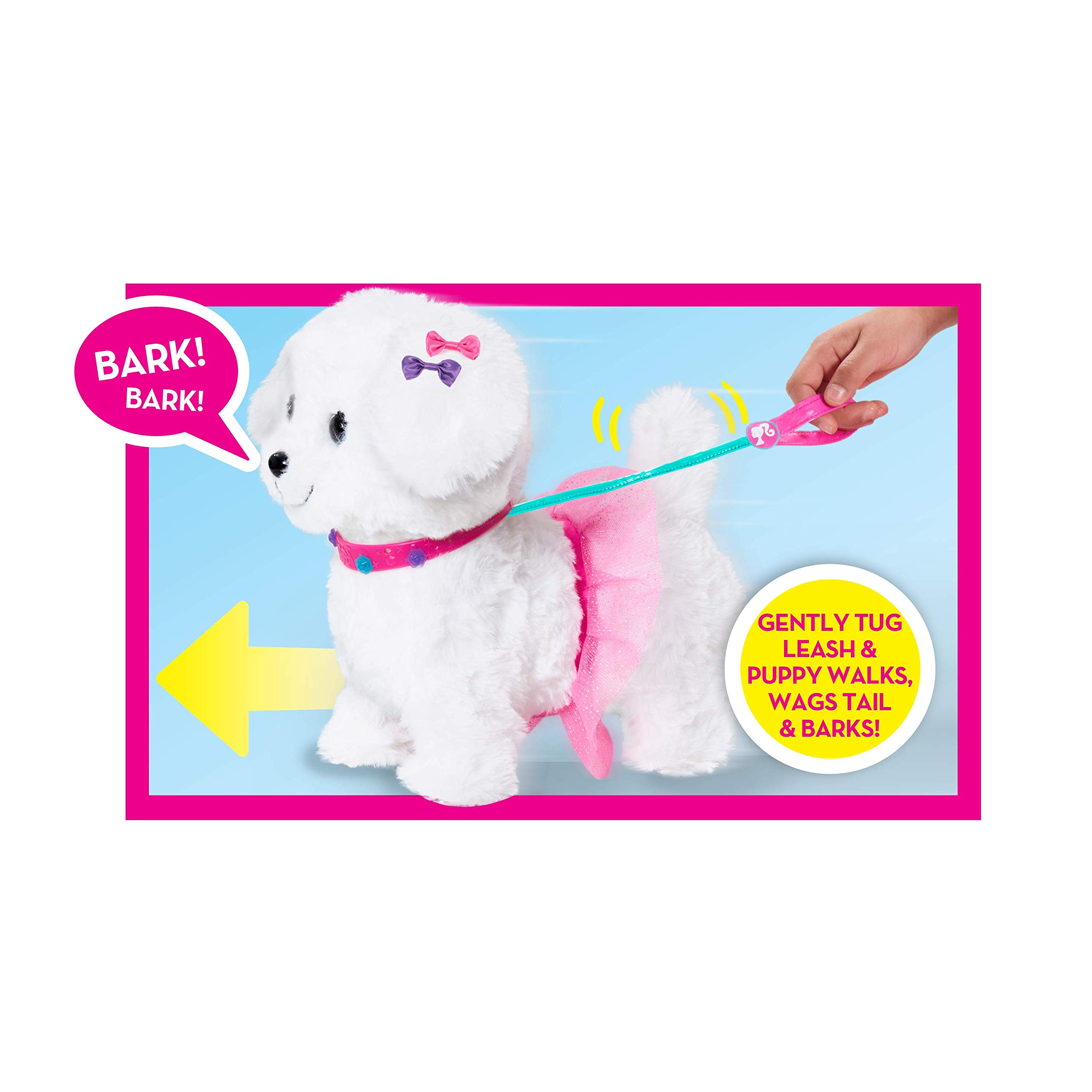 Barbie Walk & Wag Puppy Interactive Feature Plush, Walks, Barks, and Wags Tail Like a Real Dog, Kids Toys for Ages 3 Up by Just Play