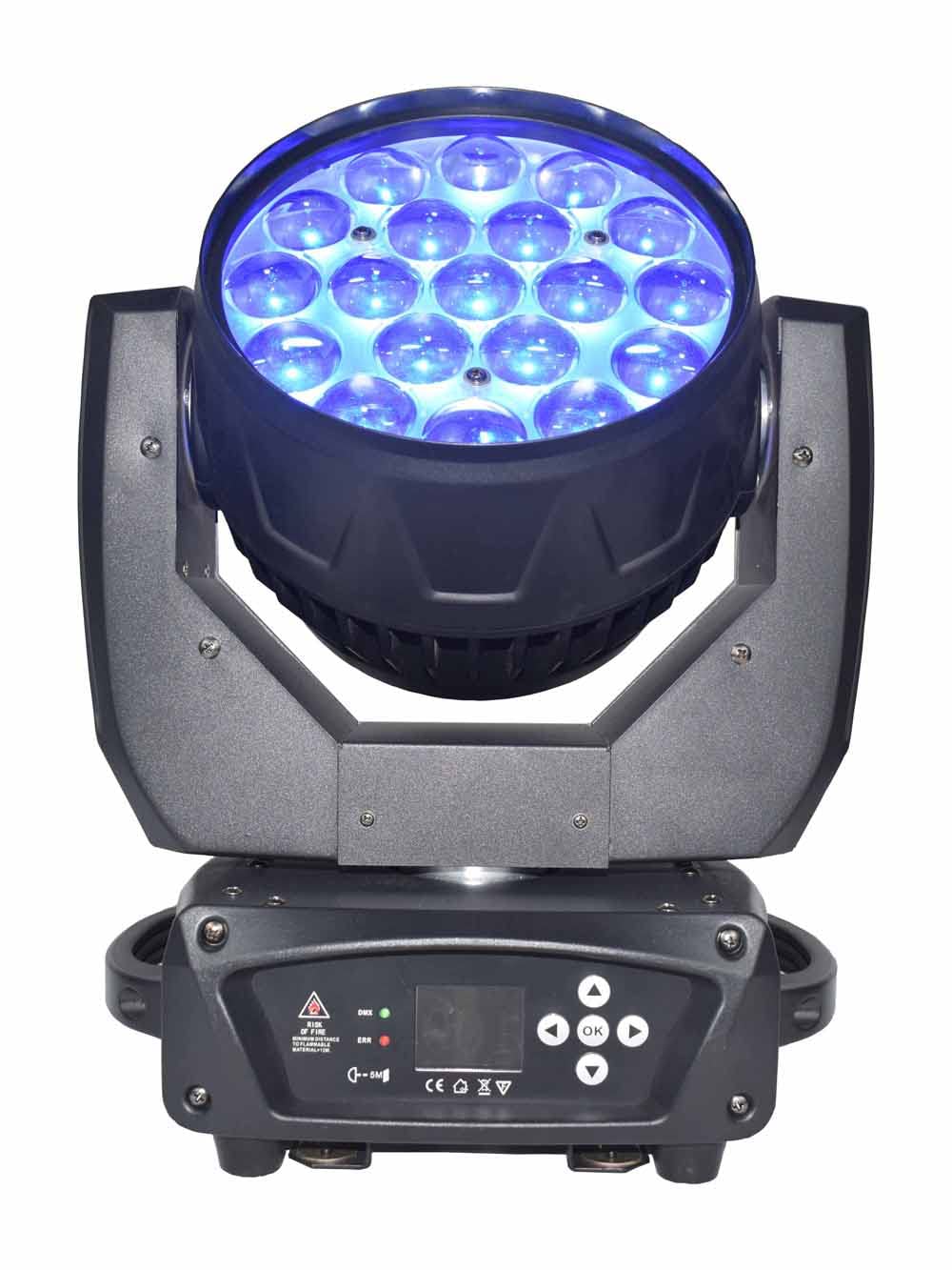 Boulder 19x15W Zoom Beam Wash Moving Head Light for Stage Lighting Effect with RGBW 4in1 LED and DMX Control Dj Disco and Nightclub