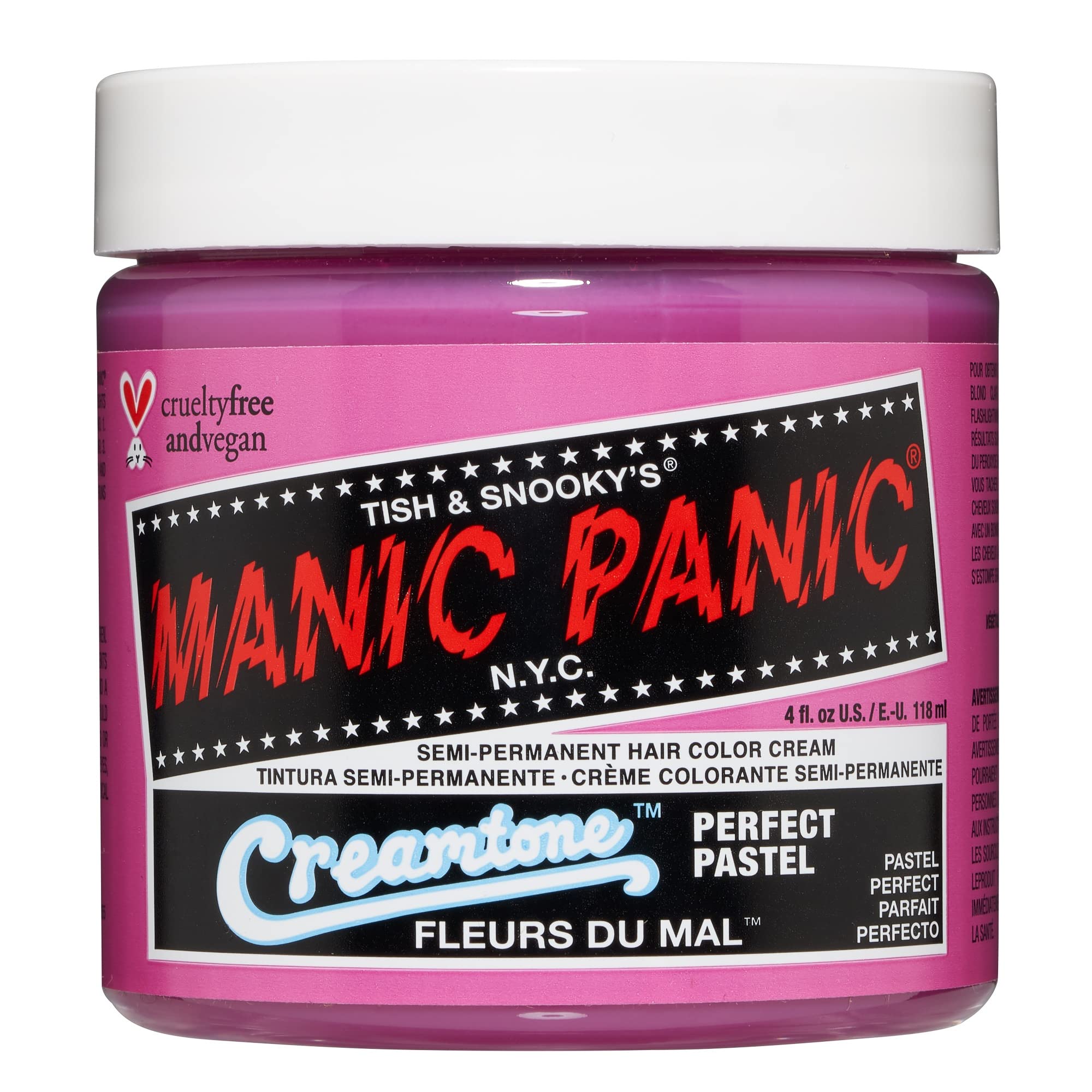 MANIC PANIC Fleurs Du Mal Pastel Pink Hair Dye - Creamtone - Semi-Permanent Pastel Pink Hair Color - Vegan, PPD & Ammonia-Free (4oz)