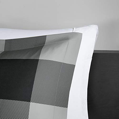 Madison Park Essentials Plaid Sets 3M Scotchgard Moisture Wicking - Ultra Soft Down Alternative Microfiber Bed Comforters, Twin/Twin XL, Grey/Black