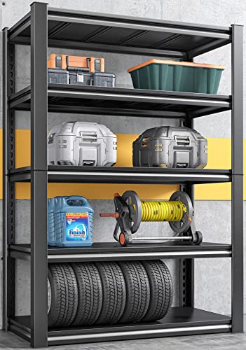 REIBII 72" Garage Shelving Heavy Duty Garage Storage Shelves Load 2000Lbs, Wide Heavy Duty Shelving, Adjustable 5-Tier Metal Shelving for Garage,Large Garage Shelves & Utility Shelf,72" H x40 W x18 D