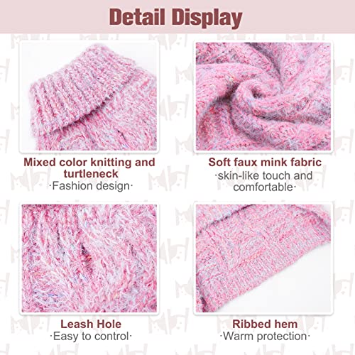 BEAUTYZOO Small Dog Sweater -Turtleneck Pullover Classic Cable Knit Fuzzy Winter Coat Dog Cold Weather Clothes for Small Medium Dogs Puppy Girl Boys(Gradient Rose, XXS)
