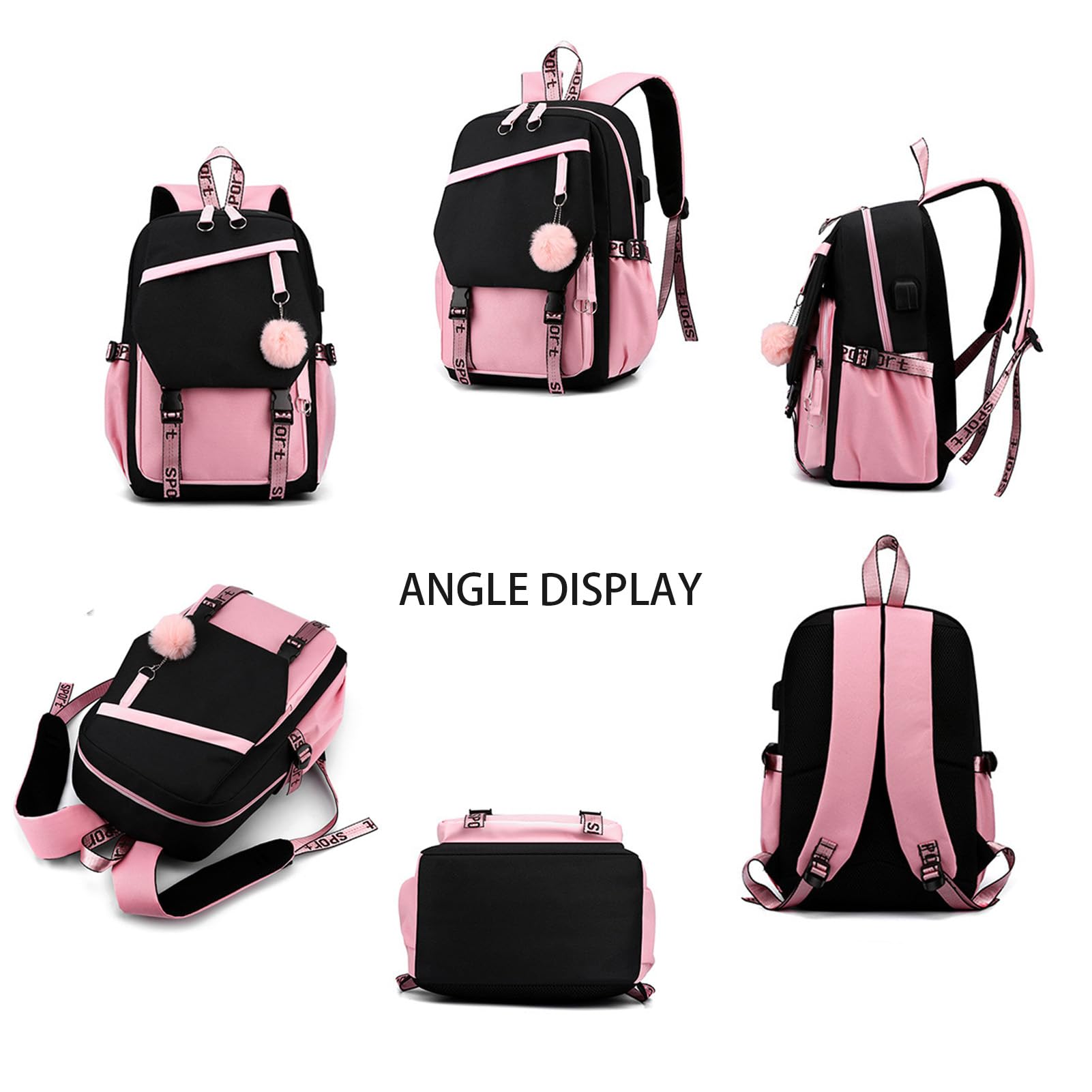 Anime Cartoon Laptop Backpack with USB Charging Port Large Casual Daypack Bag for Mens and Womens