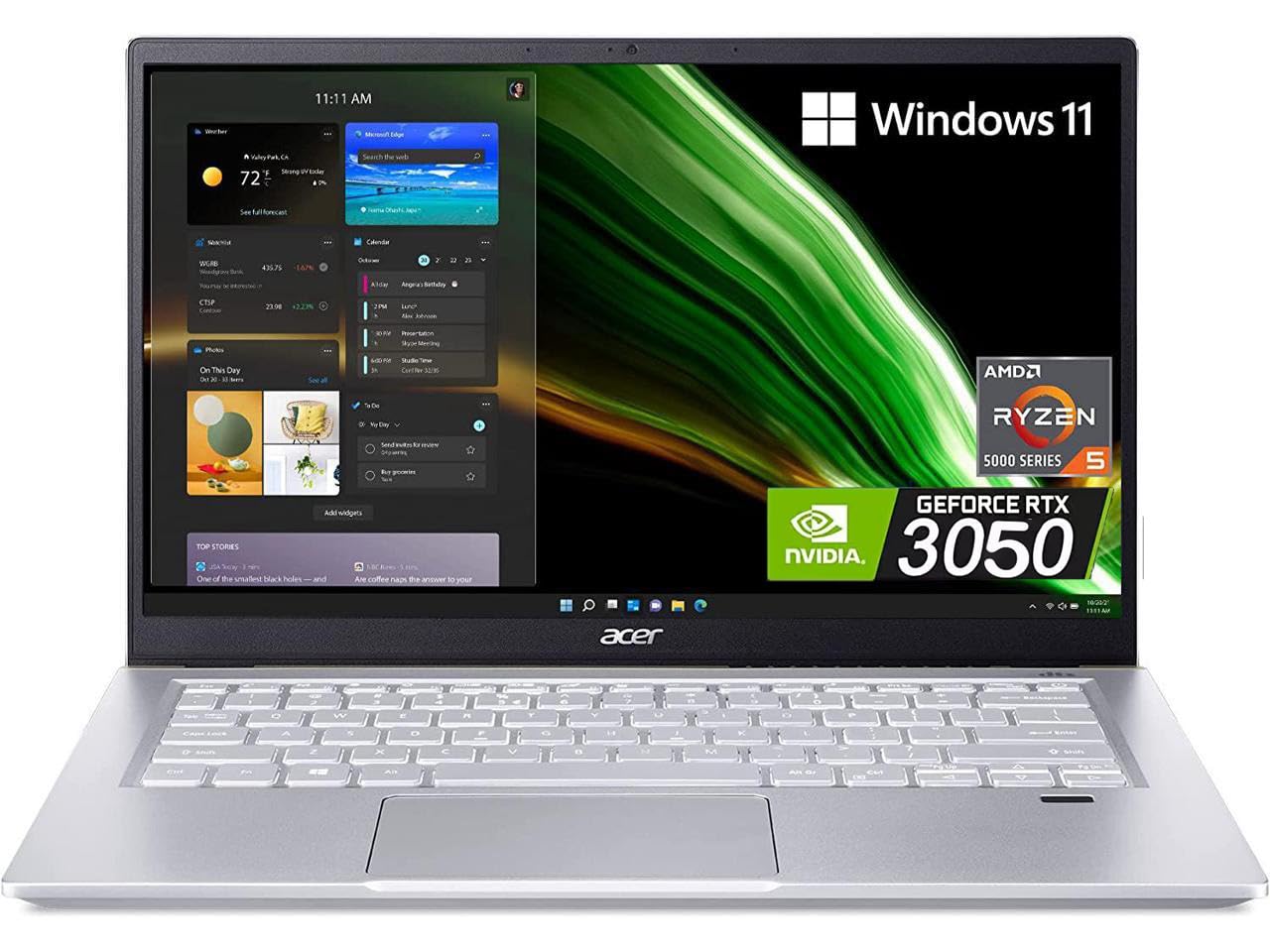 ACER 2023 Newest Swift X Laptop, 14" FHD Display, AMD Ryzen 5 5600U Processor (6 core), NVIDIA GeForce RTX 3050 Graphics, 8GB RAM, 512GB SSD, Backlit Keyboard, WiFi 6, Bluetooth, Windows 11 Home