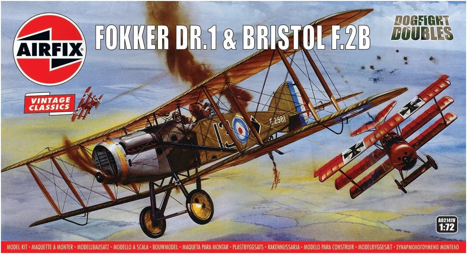 Airfix Vintage Classics Dogfight Doubles Fokker DR I vs. Bristol F.2B 1:72 WWI Military Aviation Plastic Model Kits A02141V