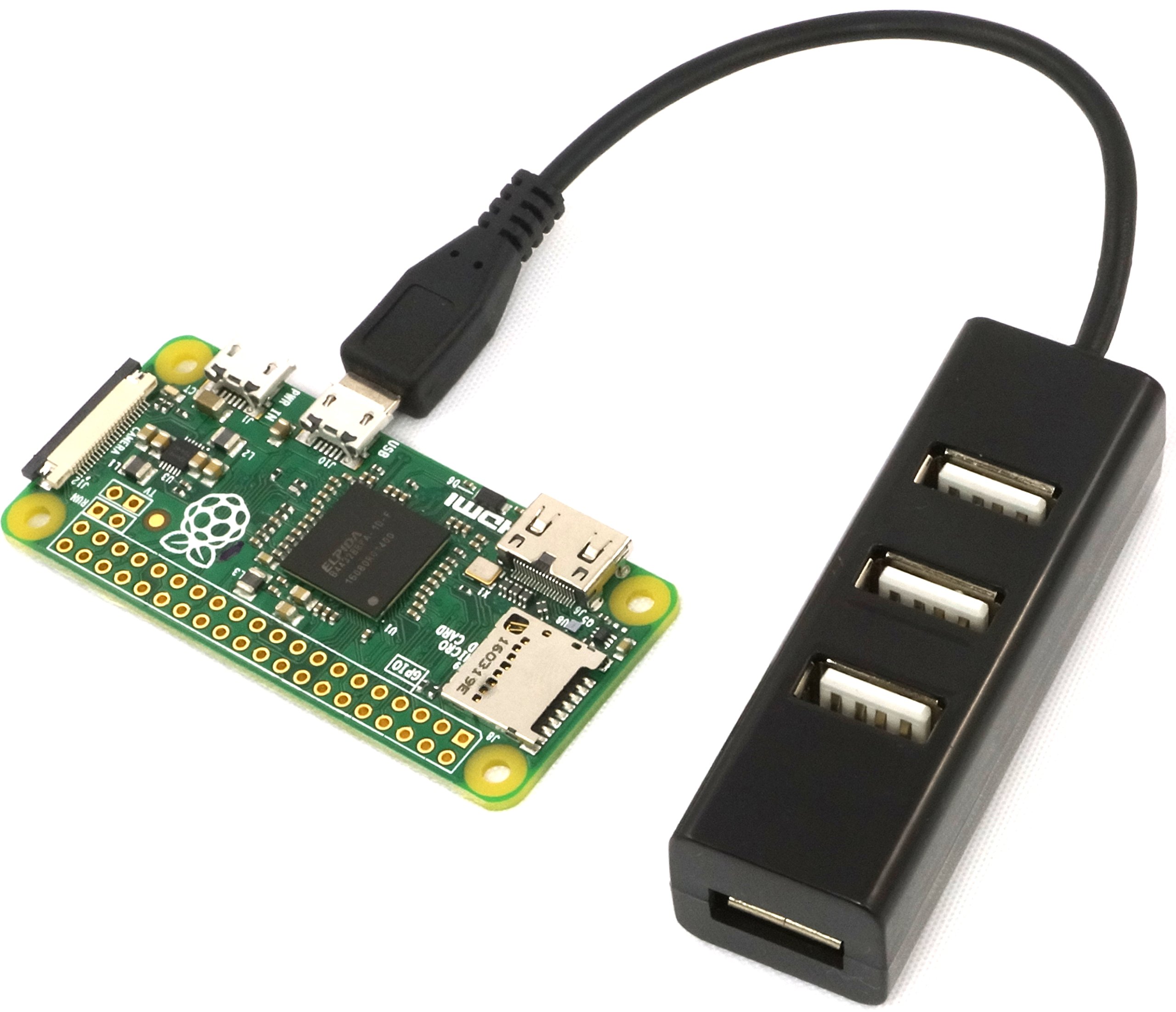 LoveRPi MicroUSB to USB 4 Port Black OTG Hub for Raspberry Pi Zero