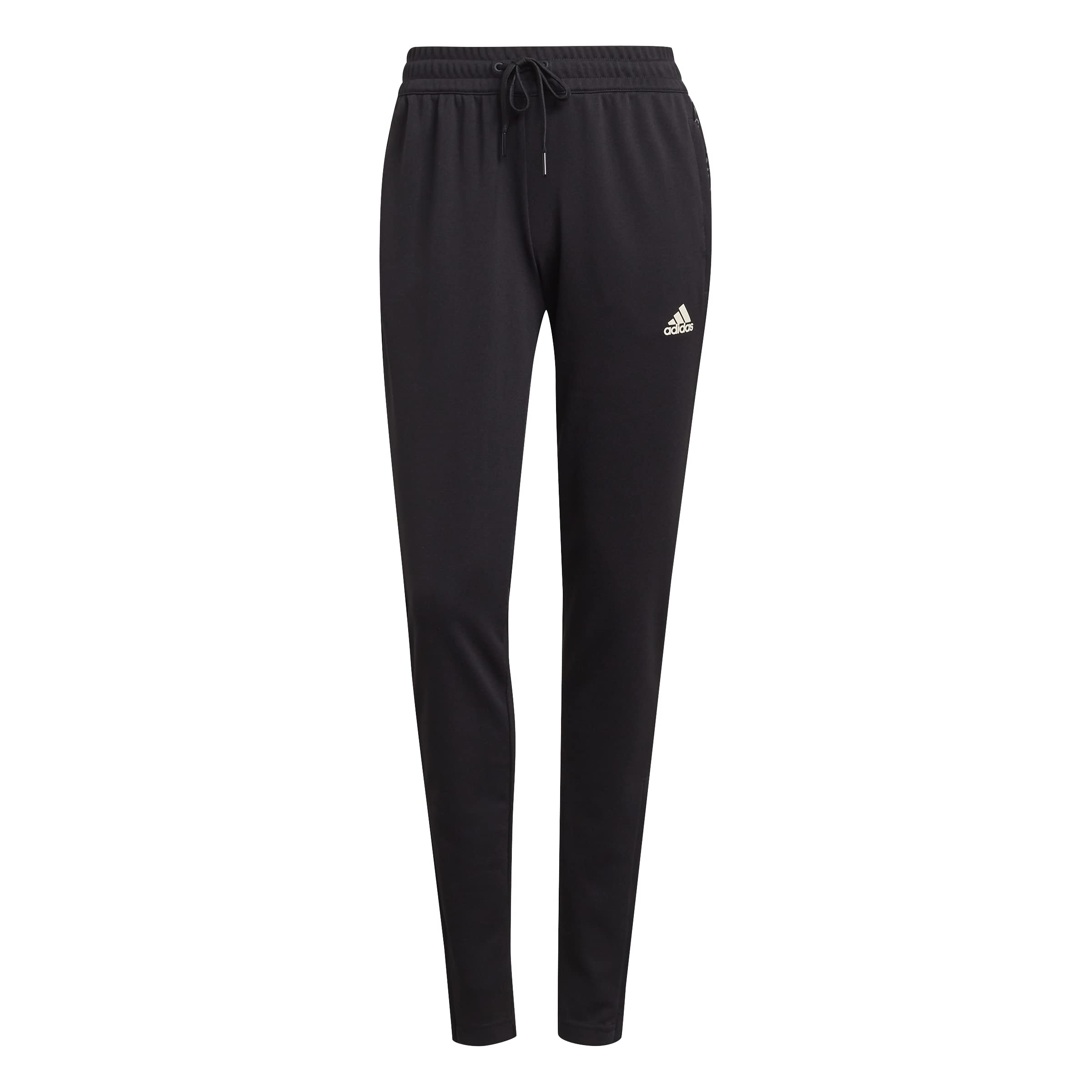 adidas Women's Aeroready Sereno Slim Tapered-Cut 3-Stripes Pants, Black/Grey/White, Medium