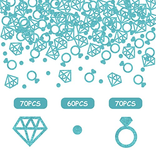 Teal Confetti Bachelorette Party Decorations, Teal Table Glitter Confetti Diamond Ring for Bride to Be Engagement Party Bridal Shower Hen Party Decorations
