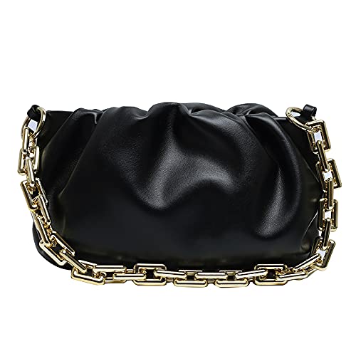 Clutch Purses for women Evening Bag Shoulder Bag Pleated Purse Flapper Ruched Multipurpose Purse(Black)