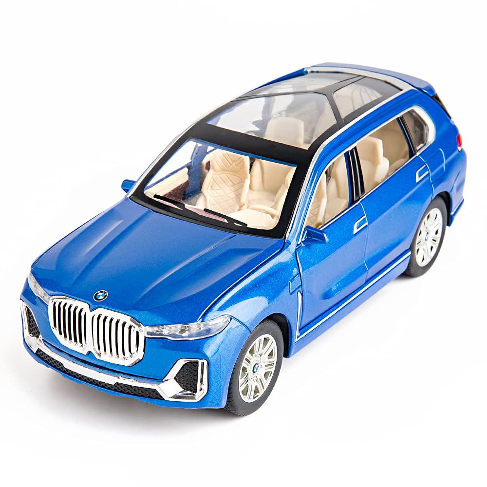 BDTCTK 1/24 Compatible for X7 SUV Model Car Toy Diecast Toy Cars, Zinc Alloy Pull Back Toy car with Sound and Light for Kids Boy Girl Gift(Blue)