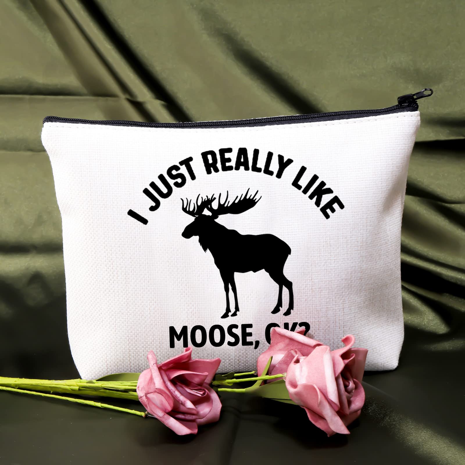 BDPWSS Moose Makeup Bag Moose Lover Gift I Just Really Like Moose OK Funny Moose Themed Gift (really like moose)