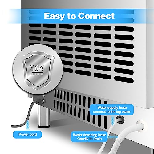 GSEICE Commercial Ice Maker Machine, Crescent Shaped Ice Cubes 280LBS/24H with 70 Pounds Storage Bin - 4.3 inch Touch Screen, Food-Grade Materials, 304 Stainless Steel Ice Making Machine