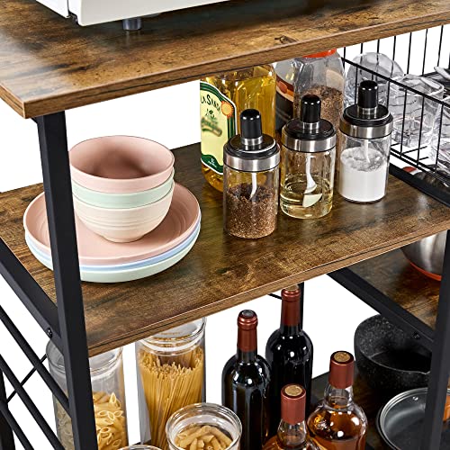Yaheetech Kitchen Island Cart, Utility Storage Shelf Coffee Cart Station w/ 6 Storage Shelves & 6 S-shaped Hooks & Protective Adjustable Footpads, 35.5x15.5x33 inches(LxWxH)