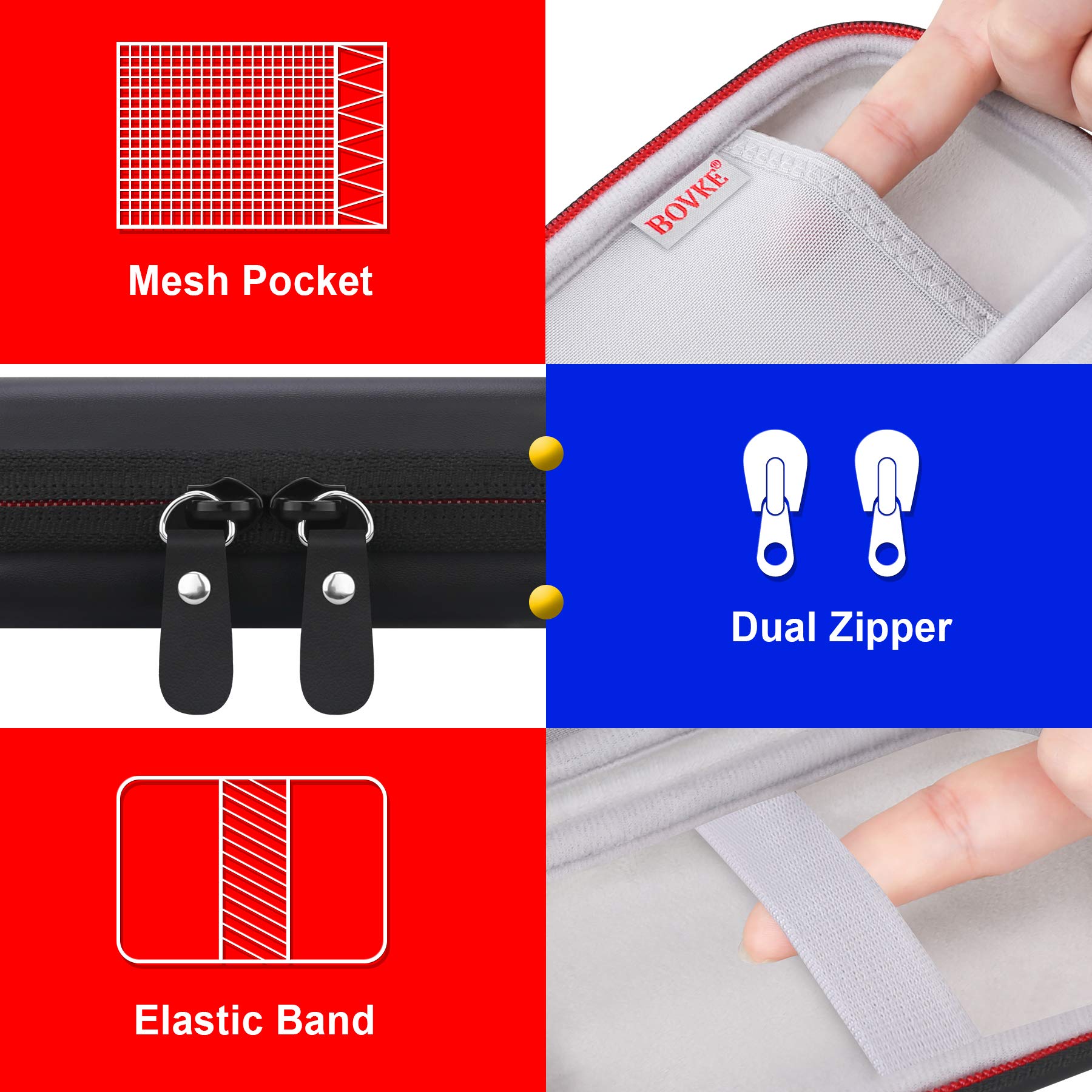 BOVKE Carrying Case For Nintendo Game & Watch: Super Mario Bros Handheld Game Consoles Classic Device, Extra Mesh Pocket for Charging Cable, Black