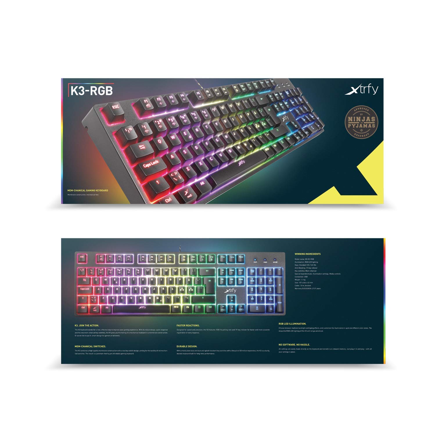 Xtrfy K3-RGB Gaming Keyboard with RGB LED Illumination