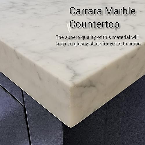 Bell+Modern Tuckerton 80 in W x 22 in D Blue Double Bath Vanity, Carrara Marble Top and Mirror