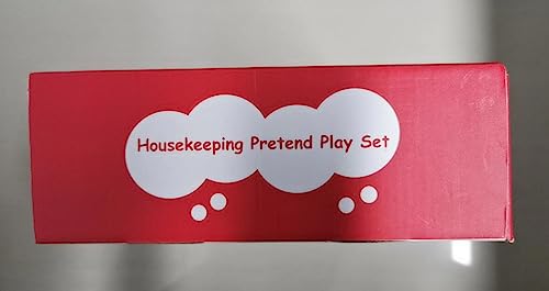 HELLOWOOD Kids Cleaning Set, 8pcs Housekeeping Play Set Includes Broom Mop Duster Dustpan Brushes Rag and Organizing Stand, Cleaning Toys Gift for Toddlers Girls Boys Age 3-6, Solid Beech Wood