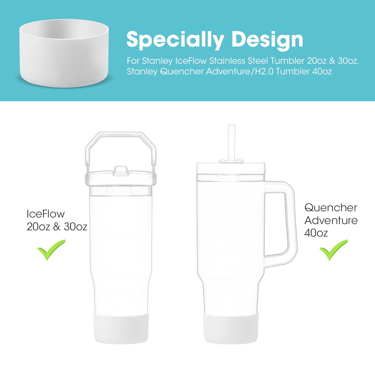 AIEVE Upgrade Silicone Boot for Stanley Cup Accessories, Protector Silicone Water Bottle Bottom Sleeve for Stanley 40 oz Tumbler