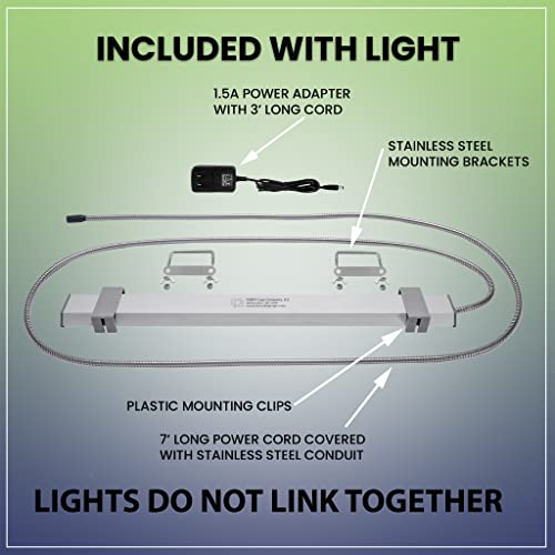 M&M Cage Company - Bird Cage Light with Chew Guard - Full Spectrum LED Pet Light - Simulates Natural Environment - Safe for Destructive Chewers, Parrots etc. - No Bulbs to Change (18" Long)