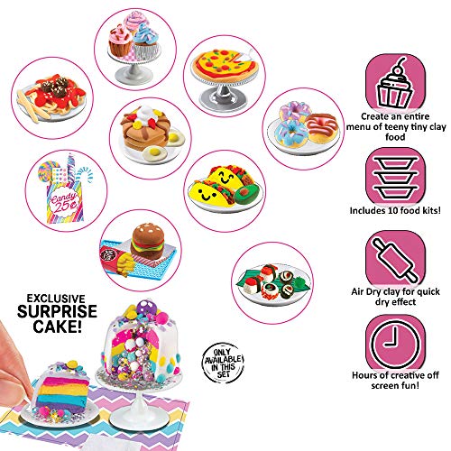 Fashion Angels Extra Small Mini Clay Kits (12317) - Air Dry Modeling Clay for Kids, Mini Food Kits Set (Set of 10 Kits), Mini Clay 10 Kit Set