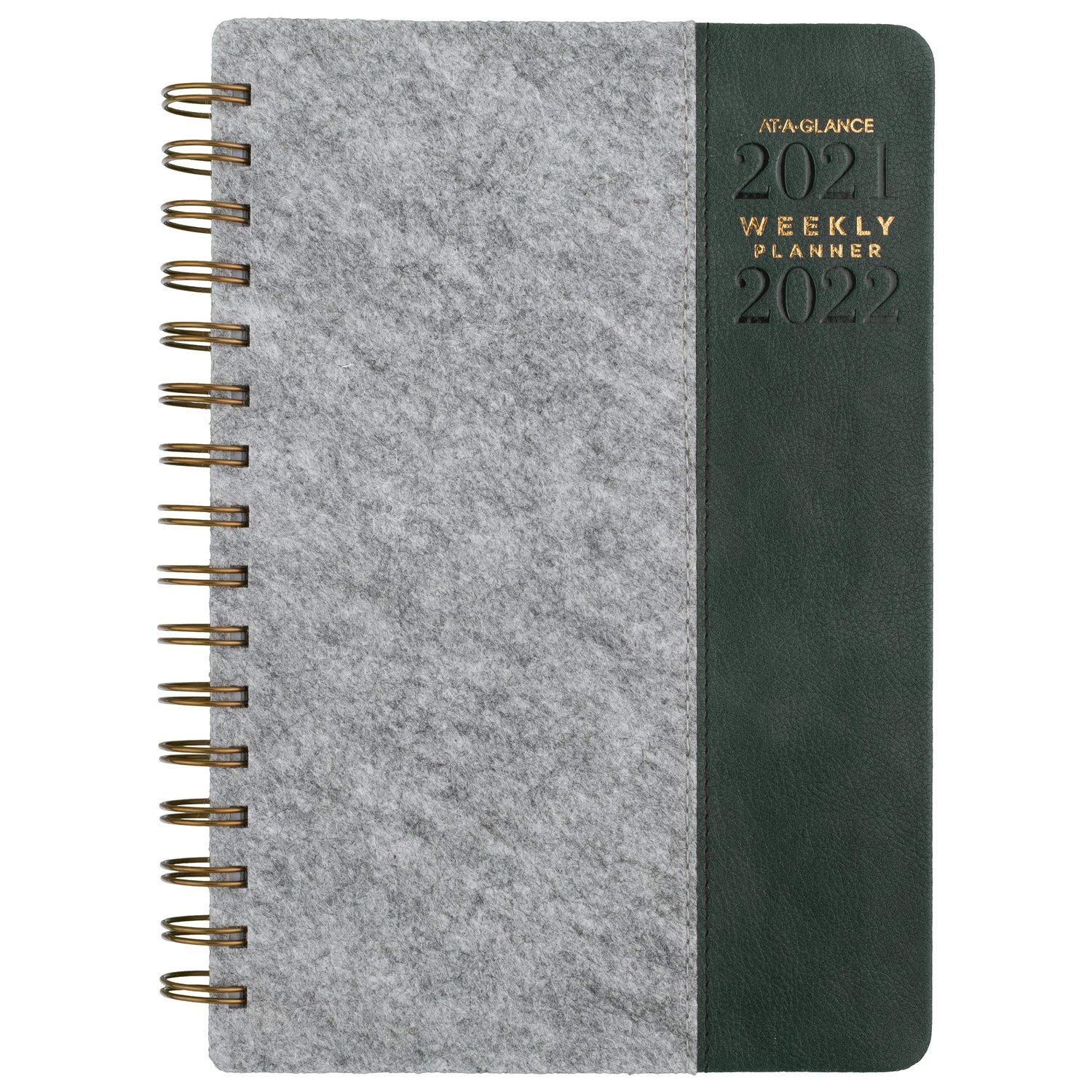 Academic Planner 2021-2022, AT-A-GLANCE Weekly & Monthly Planner, 5-1/2" x 8-1/2", Small, for School, Teacher, Student, Signature Collection, Gray Felt (YP200A25)
