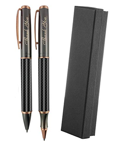 SyPen Christmas Gift Thank You Elegant Luxury Pens, Fancy Gift Pens for Your Boss Coworker Wife Husband Dad Mom Doctor, Roller & Ballpoint Pen Set - Twist Action Metal Rollerball - Gift Box Included