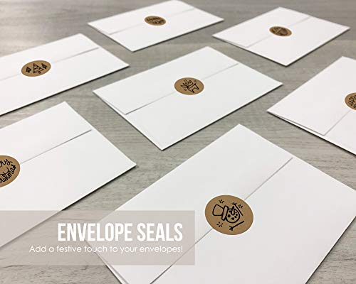 Happy Holidays Greeting Card / Gift Tag Collection - 24 Cards with Envelopes with Kraft Seals