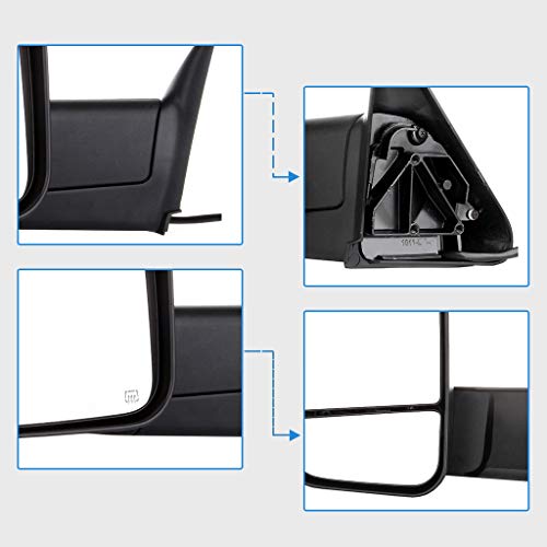 ECCPP Tow Mirrors Replacement fit for 2009-2015 for Dodge for Ram Truck Pickup Black Manual Towing Side View Mirrors Pair Passenger & Driver Side
