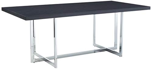 Meridian Furniture 738-T Elle Collection Modern | Contemporary Wood Veneer Top Dining Table with Durable Stainless Steel Base, 78" W x 39" D x 30" H