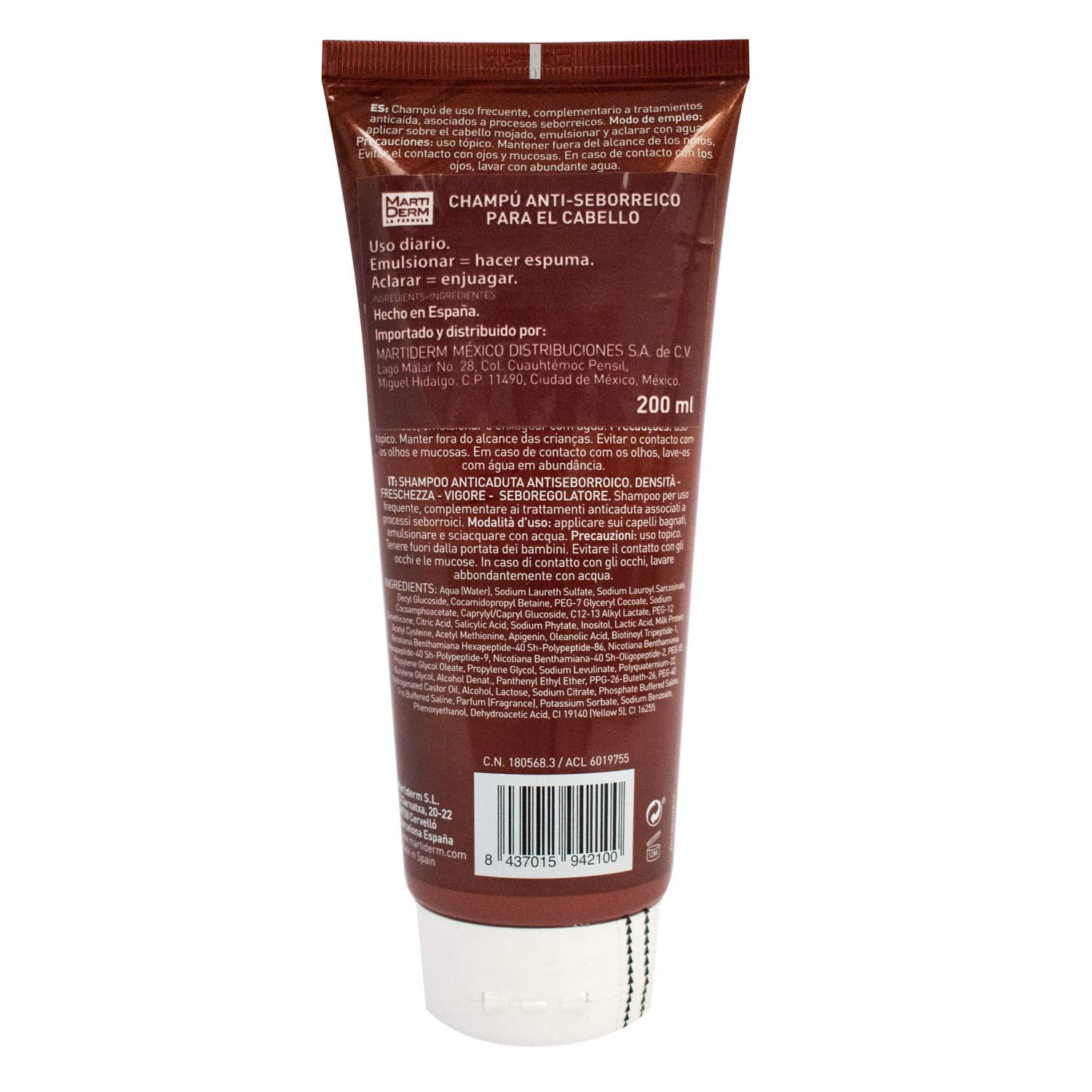 Martiderm Anti-Fall Shampoo (8437015942100) - Aromatic, Unisex Adults