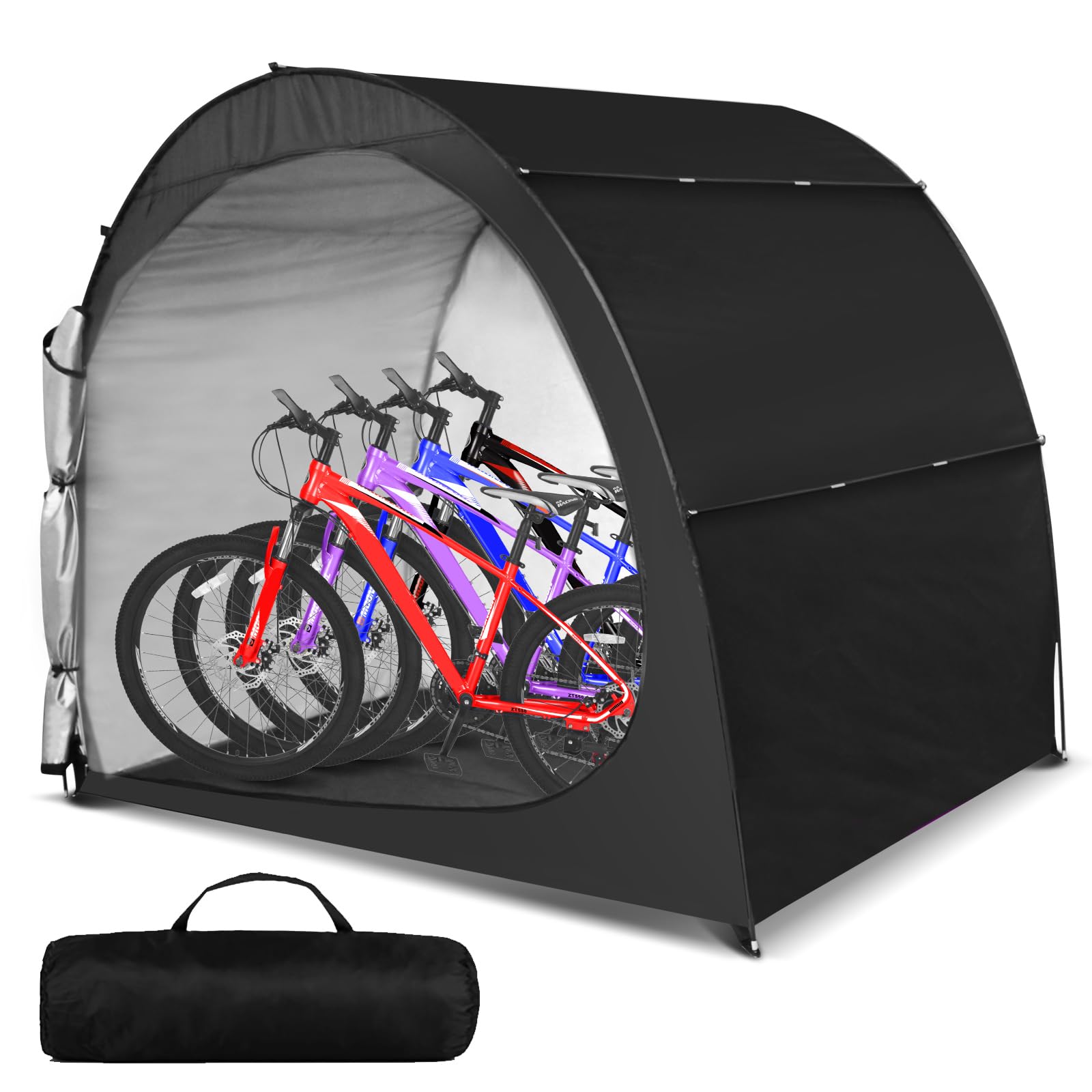 Bike Storage Tent, Outdoor Large Storage Sheds Covers for 4 Bikes, Waterproof Lawn Mower Garden Tools Shed Backyard Storage Tent Shelter