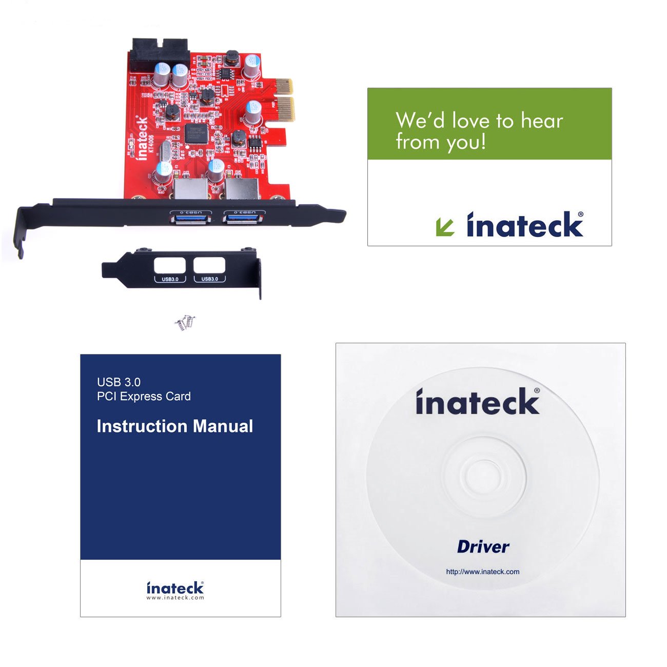 Inateck 2 Port PCIe USB 3.0 Card with Internal USB 3.0 20-Pin Connector - Expand Another Two USB 3.0 Ports, Compatible Mac Pro, No Additional Power Connection Needed