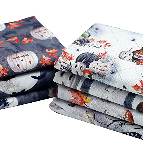 CEYOU Zyoug 7pcs 18 x 22 inches (45 x 55 cm) 100Percent Cotton Fabric, Precut Fat Quarter Fabric Bundles with Multi-Color and Different Pattern for Quilting Patchwork, DIY Craft (Halloween Pattern )