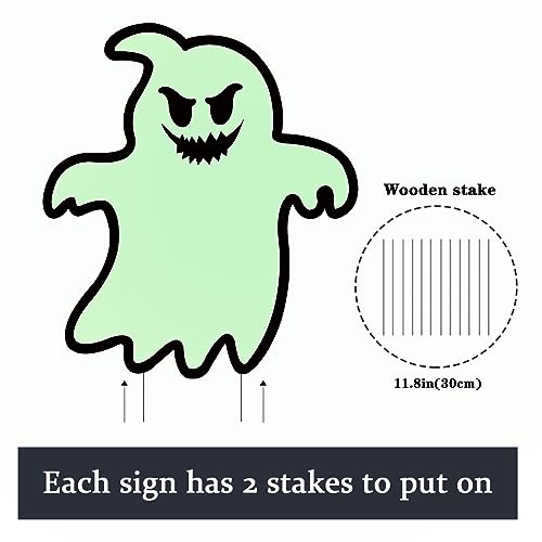 Halloween Decorations Outdoor Yard Signs, 6 PCS Glow in the Dark Fluorescence Halloween Scary Ghost Yard Signs with Stakes,Scary Silhouette Halloween Decorations for Outdoor Lawn Garden