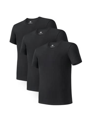 DAVID ARCHY Men's Soft Cotton Undershirts Breathable Comfy Tees Short Sleeve T-Shirts 3 Pack (XL, Black)