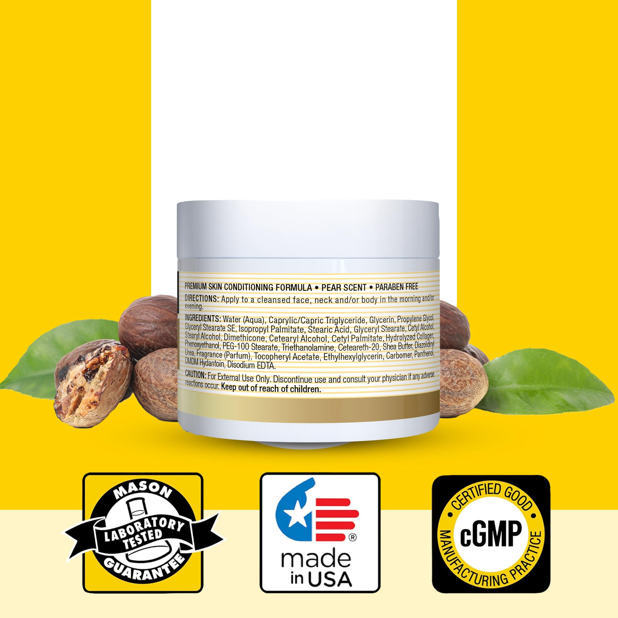 MASON NATURAL Collagen Premium Skin Cream, Women’s Anti-Aging Face & Body Daily Moisturizer for Hydration & Firmness, Pear Scent, 2 oz