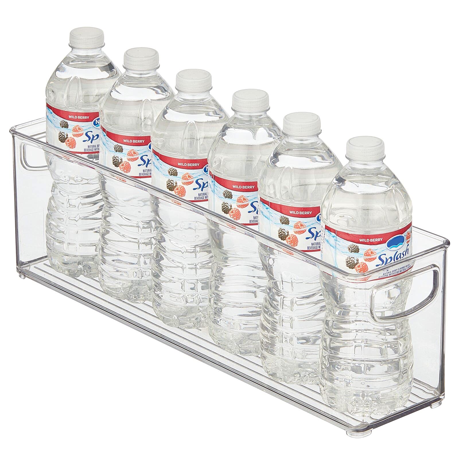 mDesign Plastic Kitchen Organizer - Storage Holder Bin with Handles for Pantry, Cupboard, Cabinet, Fridge/Freezer, Shelves, and Counter - Holds Canned Food, Snacks - Ligne Collection - 2 Pack - Clear