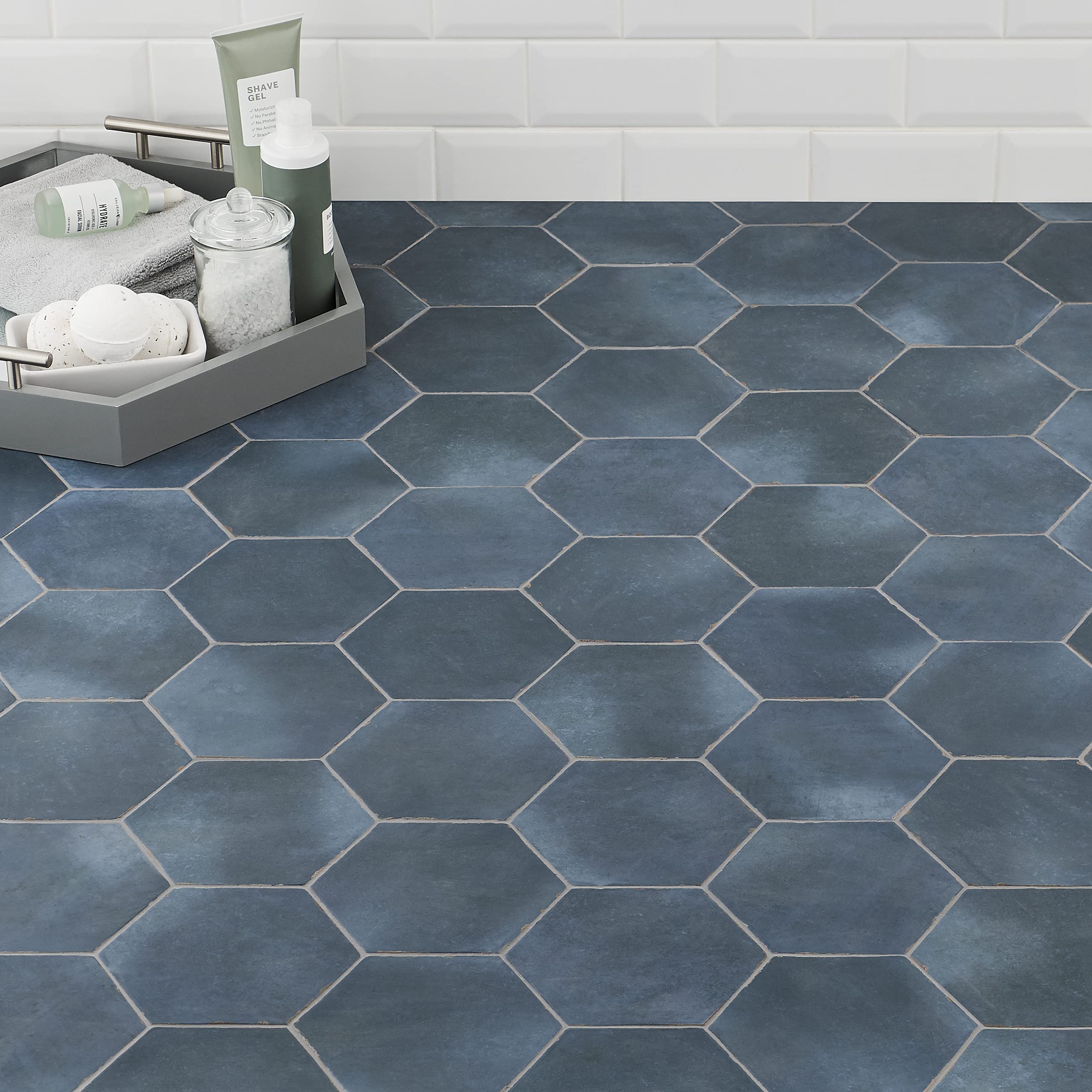 Alexandria Denim Blue 5.5 in. x 6 in. Porcelain Floor and Wall Tile (5.38 Sq. Ft. / Case)