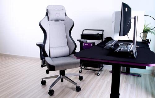 Cooler Master Caliber R1S Gaming Chair for Computer Game, Office and Racing Style Gamer, Comfy Ergonomic Reclining High Back Desk Chairs with Arms & Seat Adjustment Lumbar Support - Rose Gray
