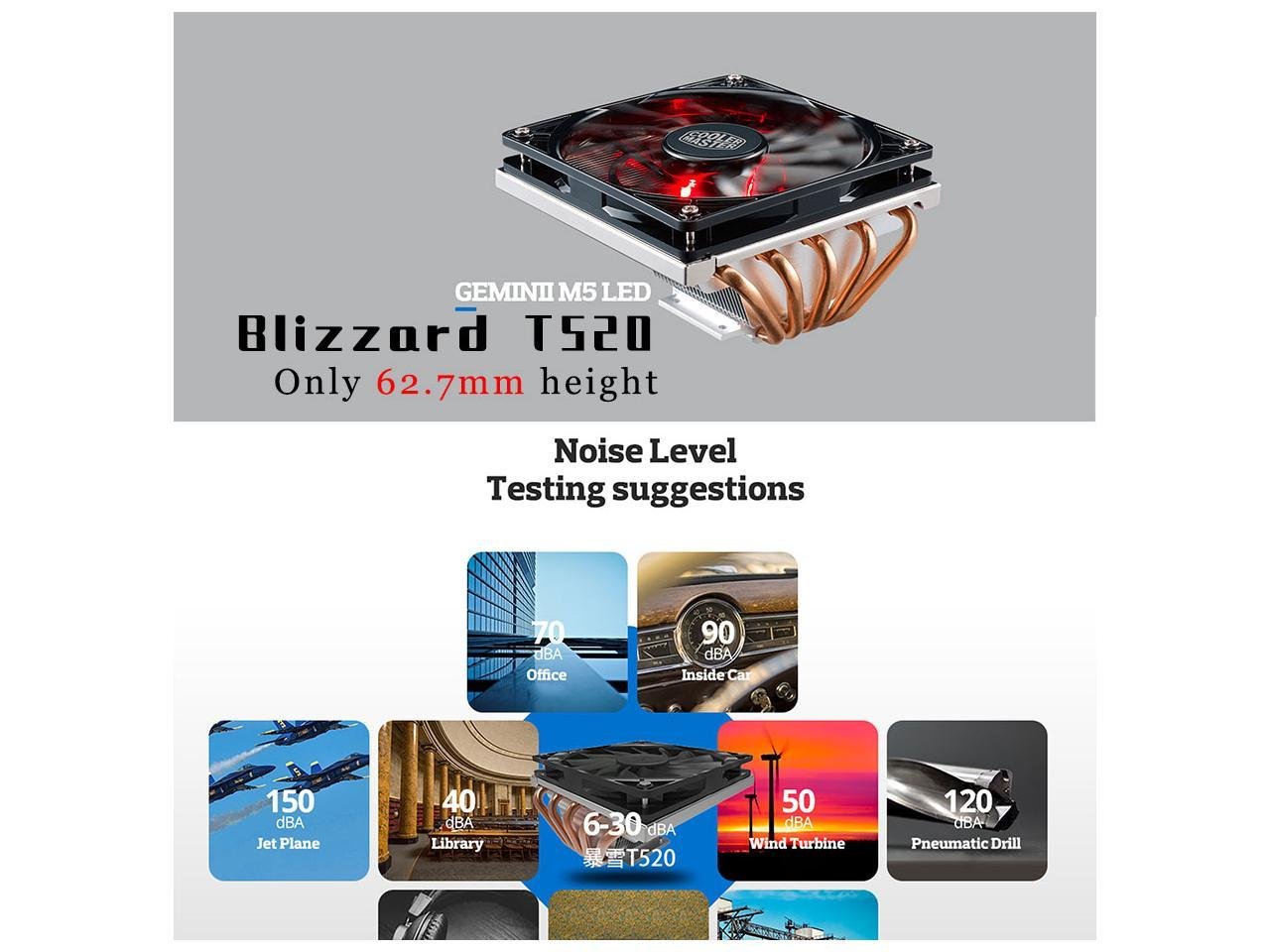 Cooler Master GeminII M5 LED - 2U Low Profile CPU Cooler with 5 Direct Contact Heatpipes & XtraFlo 120 Slim Fire Red LED PWM Cooling Fan for Intel AMD RR-T520-16PK (GeminII M5)