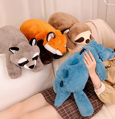 REYBEYOLA Cute Sloth Stuffed Animal Kawaii Plush Raccoon Fox Crocodile Sloth Weighted Stuffed Animals Throw Pillow (Grey, 18 inch)