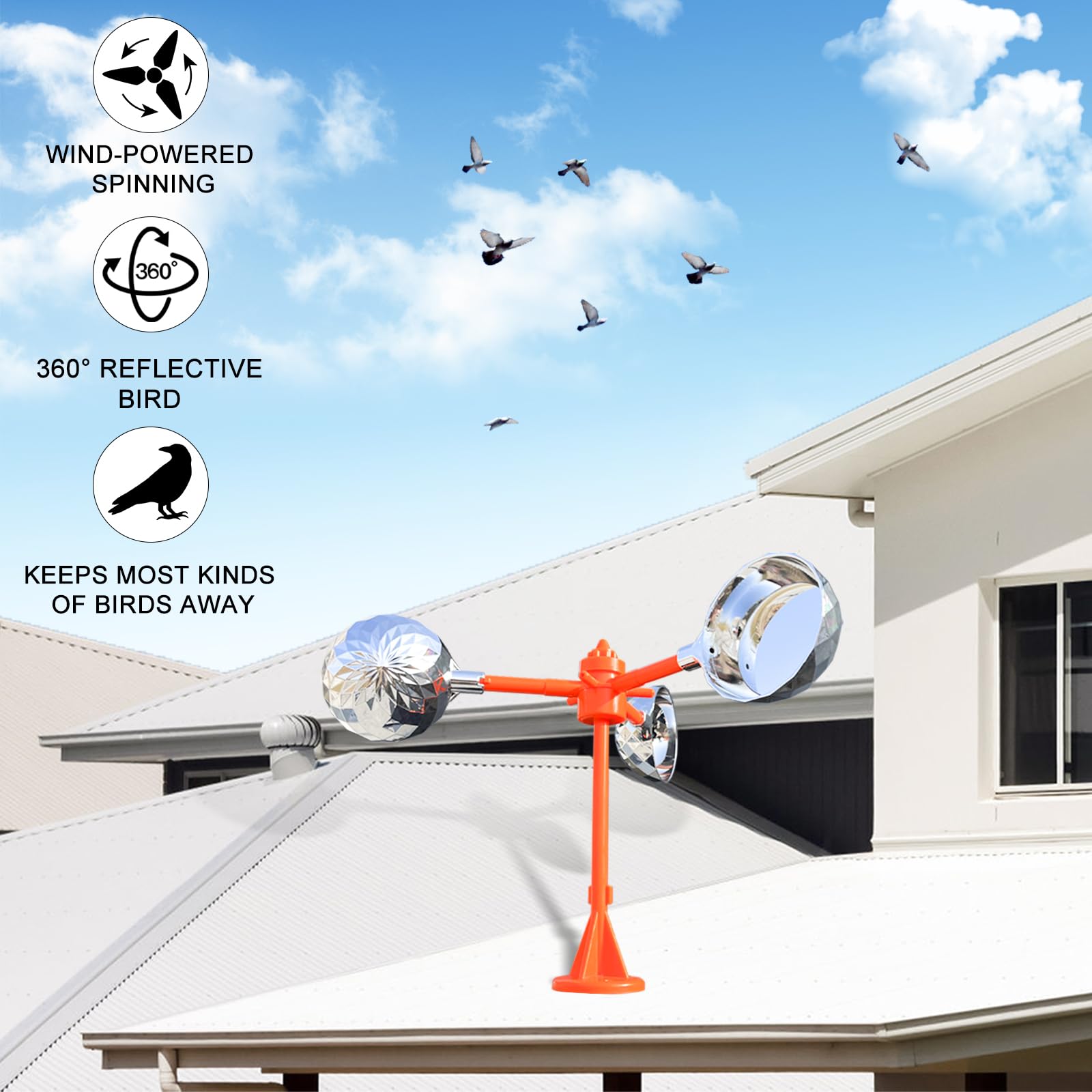 Bird Reflective Spinning Deterrent Devices for Outside Keep Birds Away Pigeon Woodpeckers Deterrent for Garden Roofs