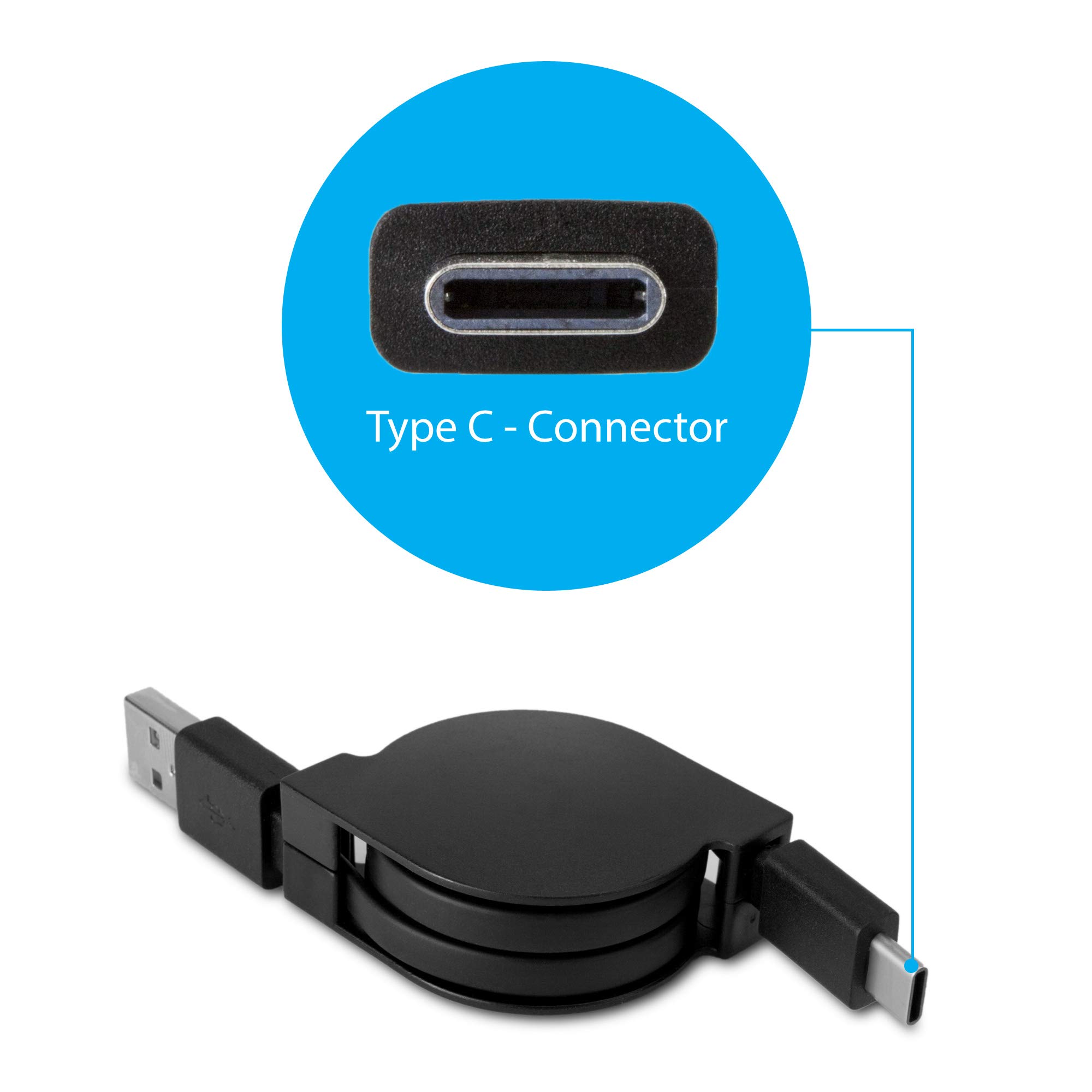 BoxWave Cable Compatible with Oculus Quest - miniSync - USB-A to USB Type-C, Retractable Cable - USB-A to USB Type-C for Oculus Quest