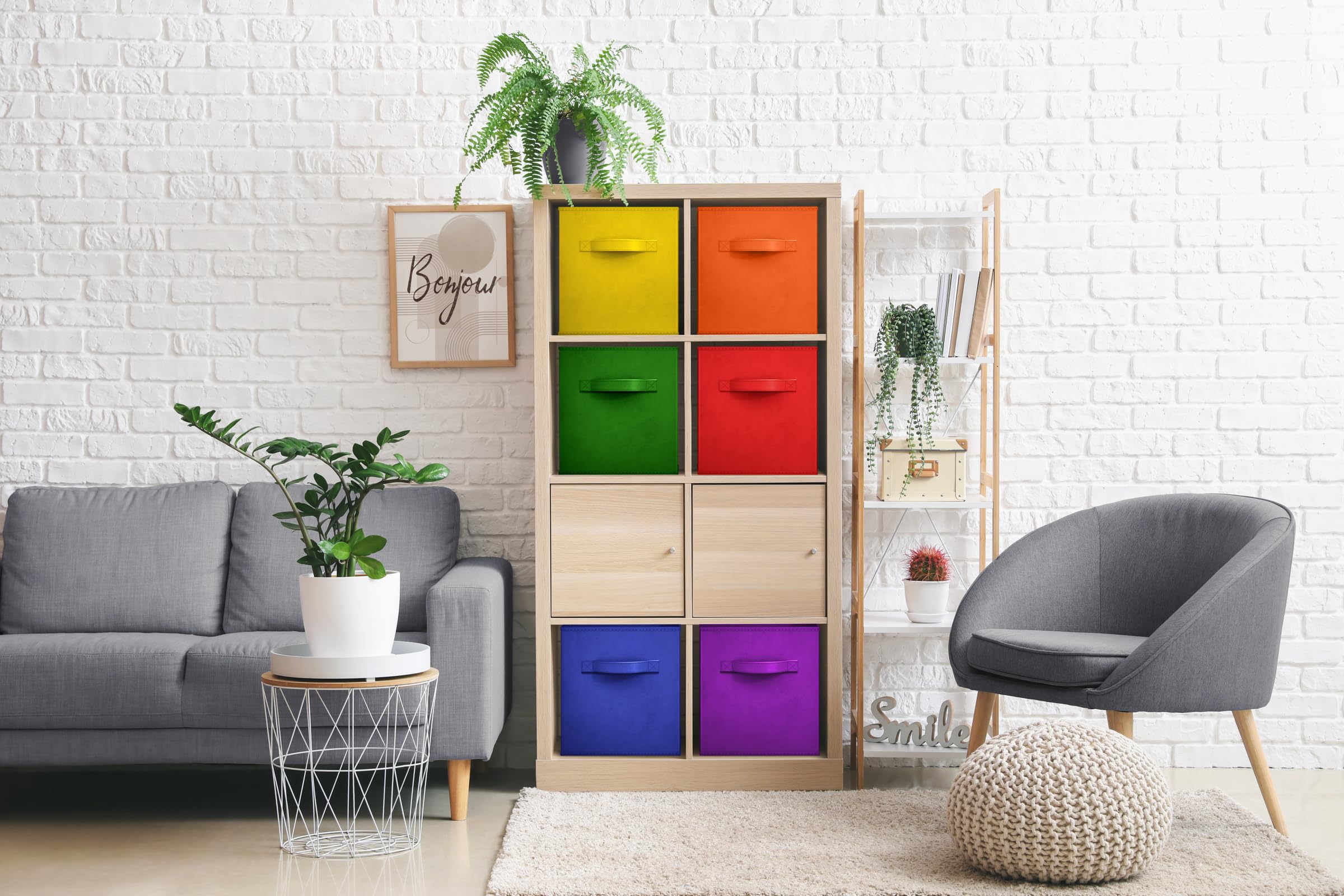 Sorbus Fabric Storage Cubes - 6 Foldable Storage Bins for Organizing Pantry, Cubbies, Toy Box - Clothes Storage & Closet Organizer - 11 Inch Collapsible Cube Baskets for Shelves with Handle